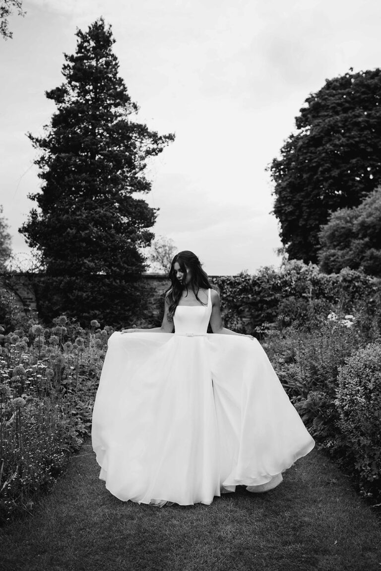 Suzanne Neville Hailey square neck fitted bodice wedding dressMiss Bush