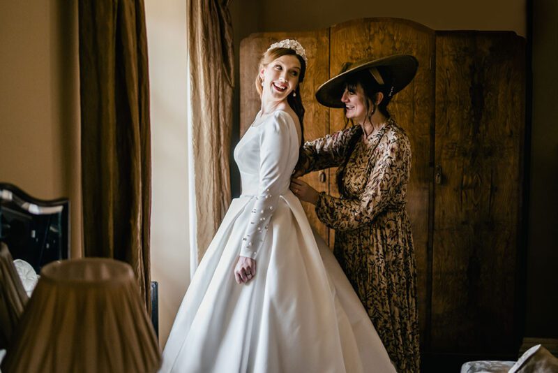 Clare in the Jesus Peiro Miss Bush pearl wedding dress for a magical ...